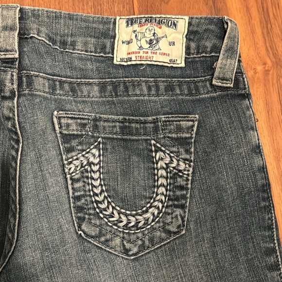Jeans | True Religion Womens Straight Leg Jeans Embroidered Pocket ...